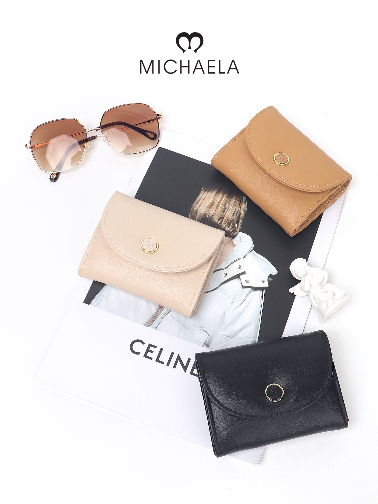 MICHAELA Oval Flap Small Wallet for School Office Daily Chic Women ...