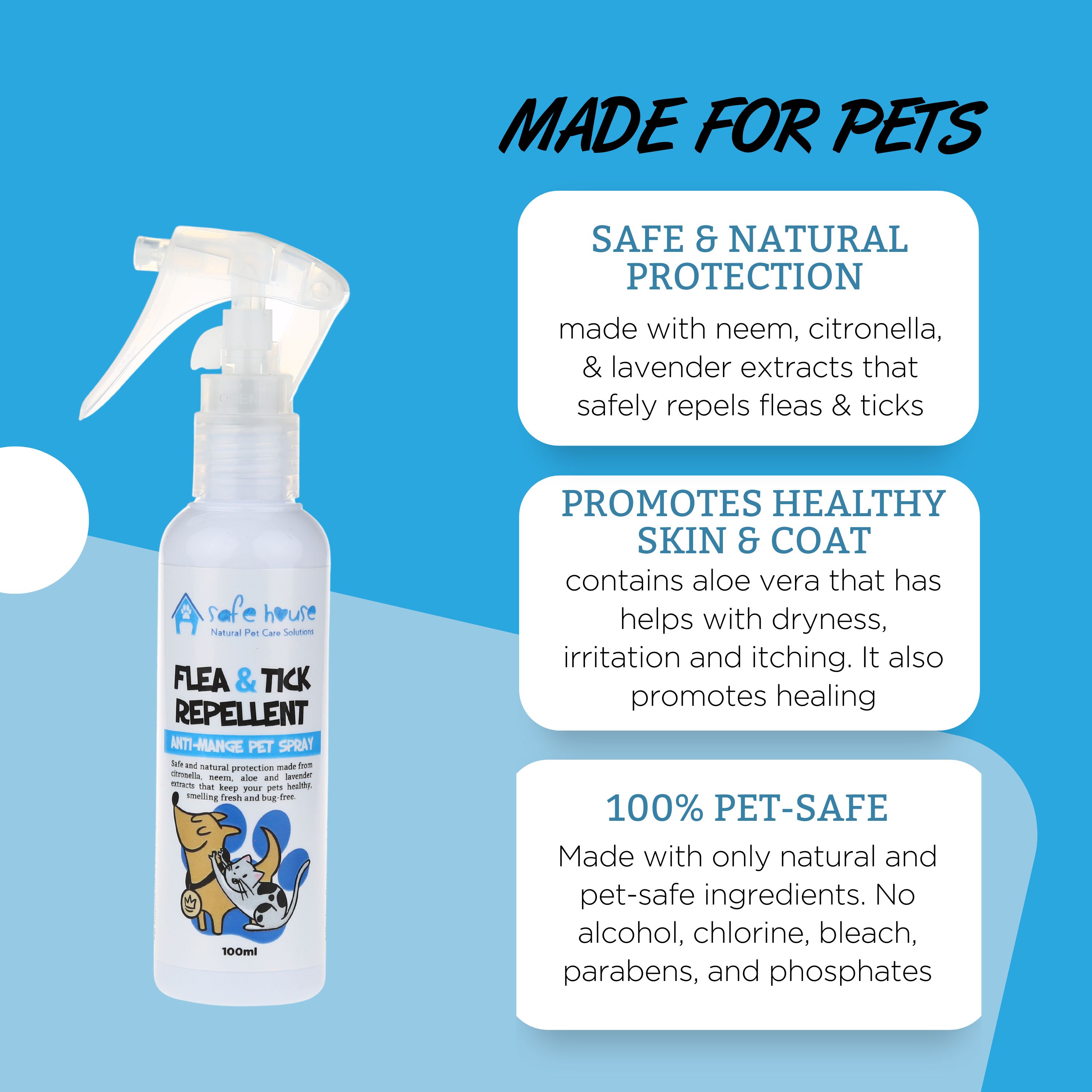 safe house Flea, Tick & Mosquito Repellent Pet Spray for Dogs and Cats ...