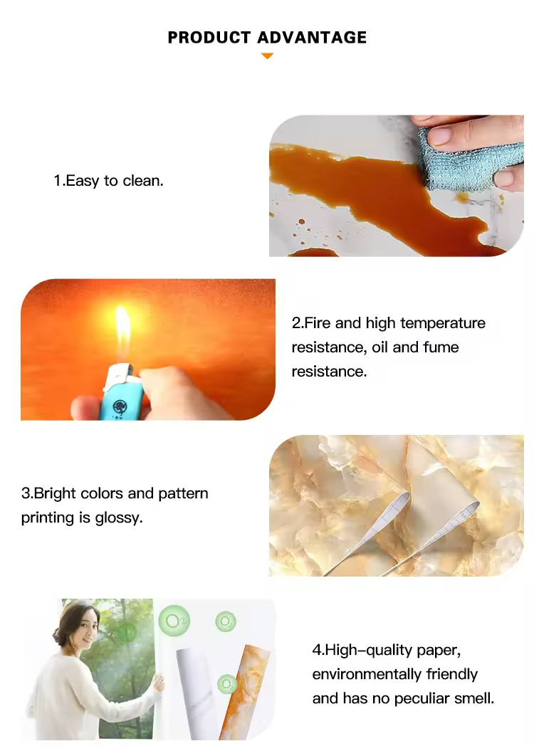 Waterproof Kitchen Sticker Oilproof Marble Design Wallpaper for Sink ...