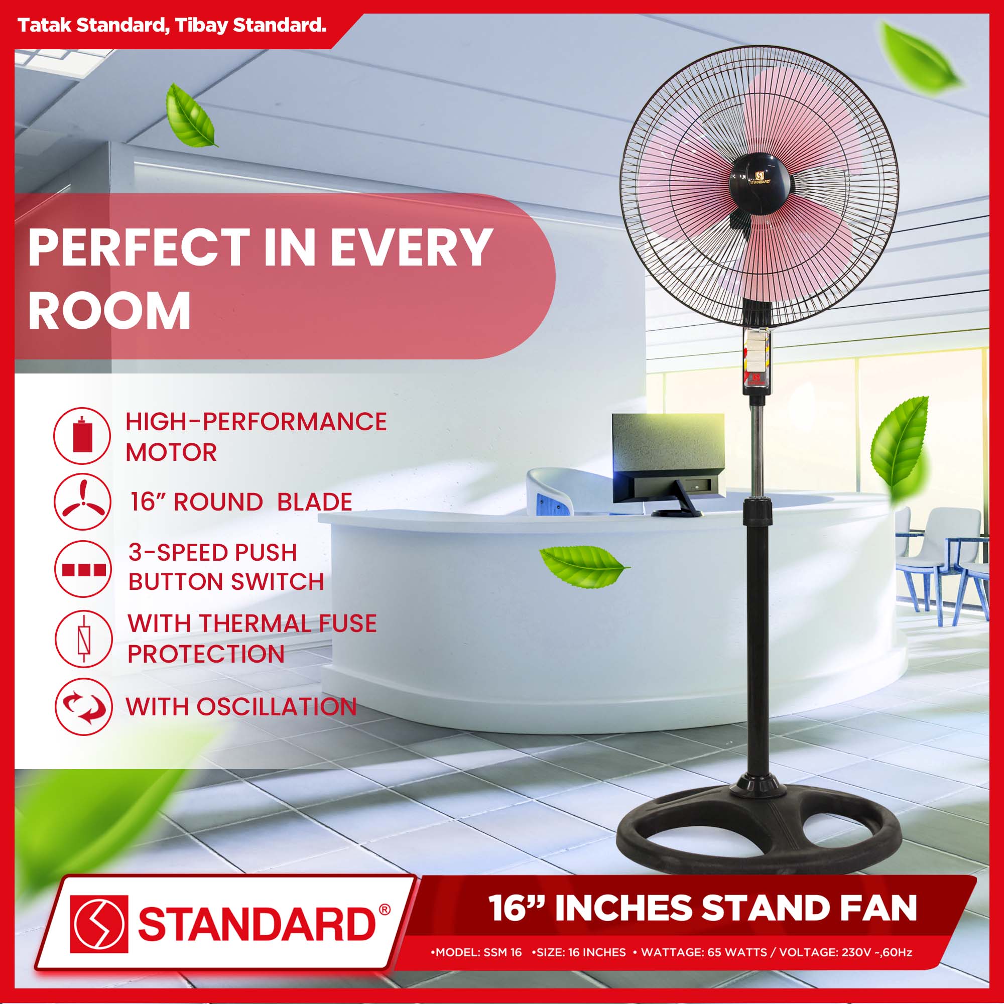 Standard Stand Fan 16" Banana Plastic Blade/ Big Plastic Blade (Random ...