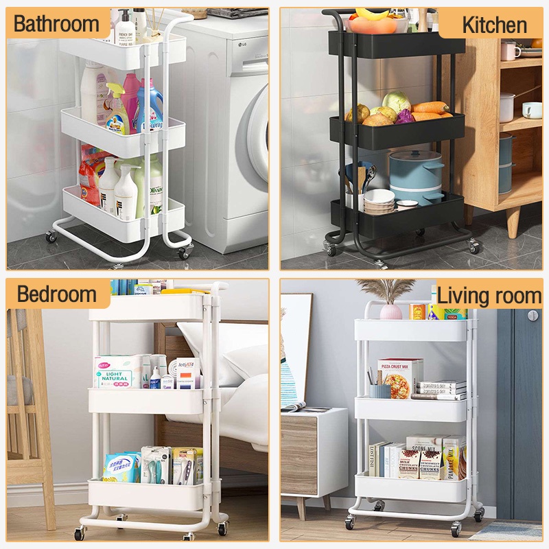 3-Tier Trolley Cart Organizer With Wheels kitchen Trolley Organizer for ...