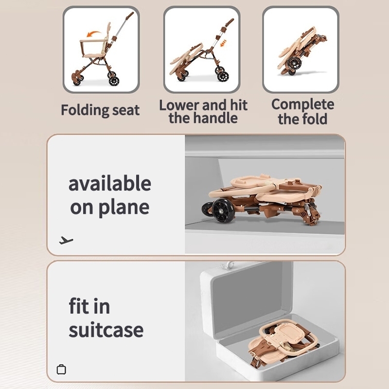 Foldable Stroller for Baby Stroller Soft Seat Hand Push for Toddler ...