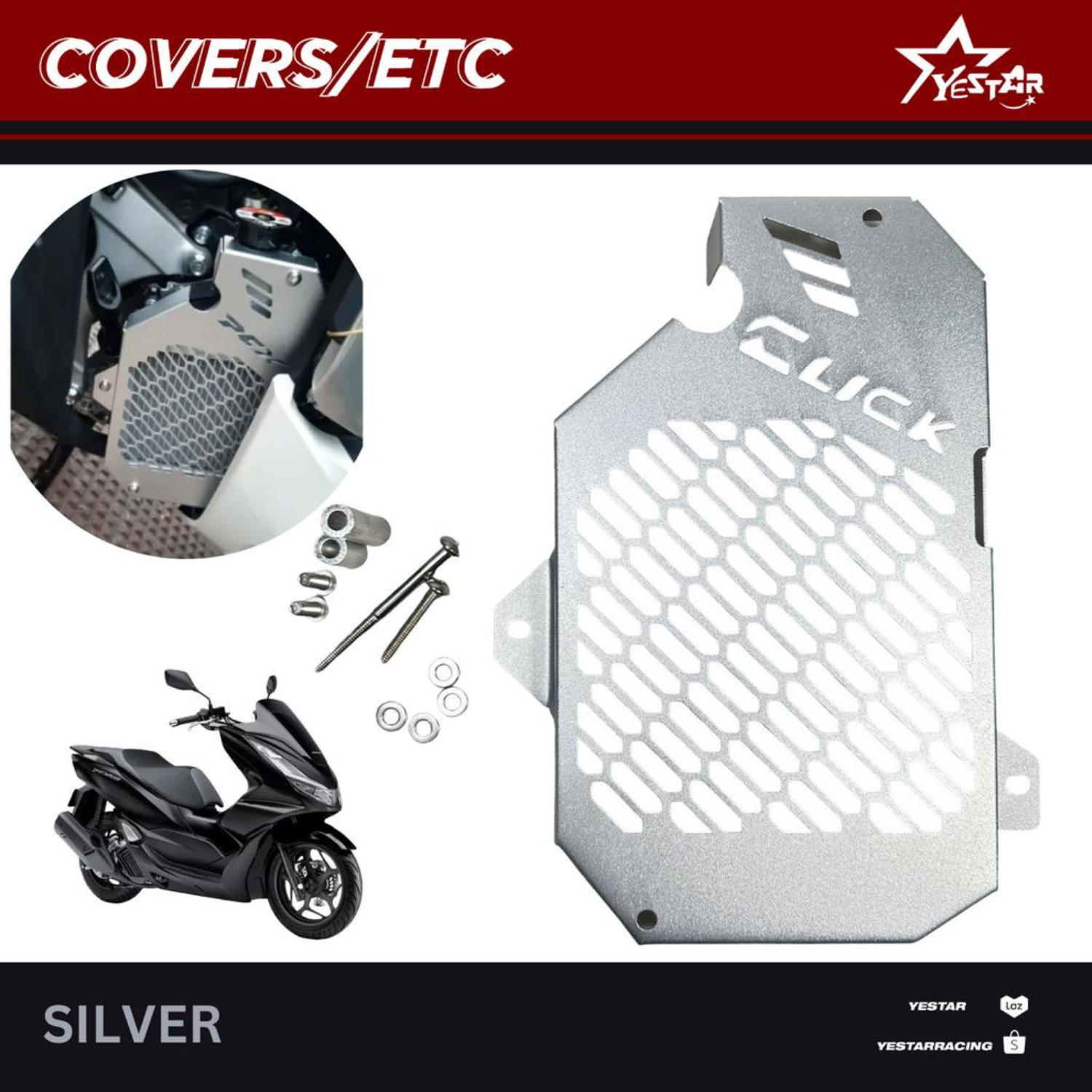 Yestar PH Honda Click 160 Radiator Cover – CNC Alloy Accessory (Made in ...