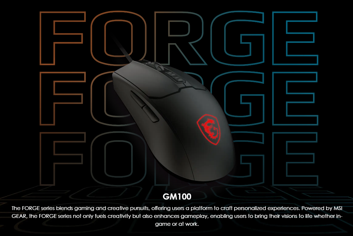 MSI Gaming Wired Mouse Forge GM100 Black RGB LED Optical Mouse Sensor Durable Switches | Shopee ...