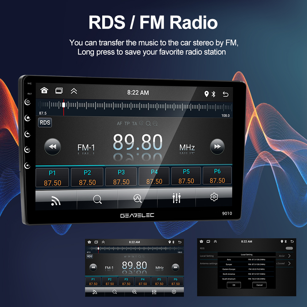 Gearelec Universal Android Car Radio Bluetooth Gps Fm Touch Screen Car
