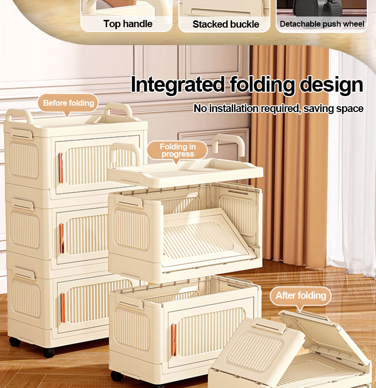 Foldable Gap Storage Cabinet Movable Plastic Cabinet with Wheel Home ...