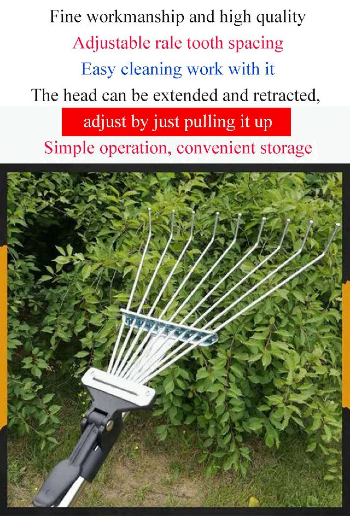 Adjustable Telescopic Metal Garden Leaf Leaves Rake Grass Telescopic ...