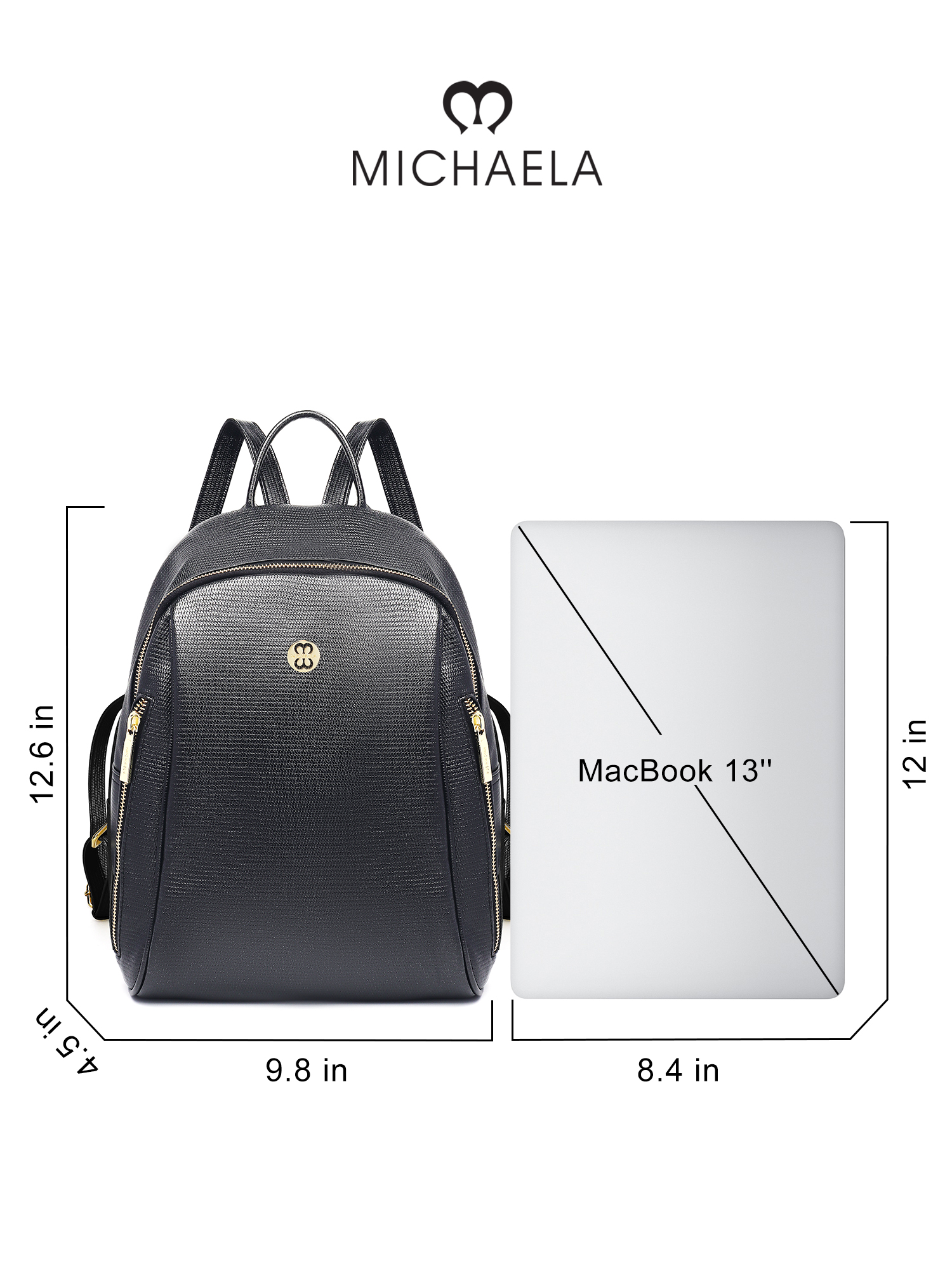 MICHAELA Shiny Backpack with Back Cushioned Large Capacity College ...