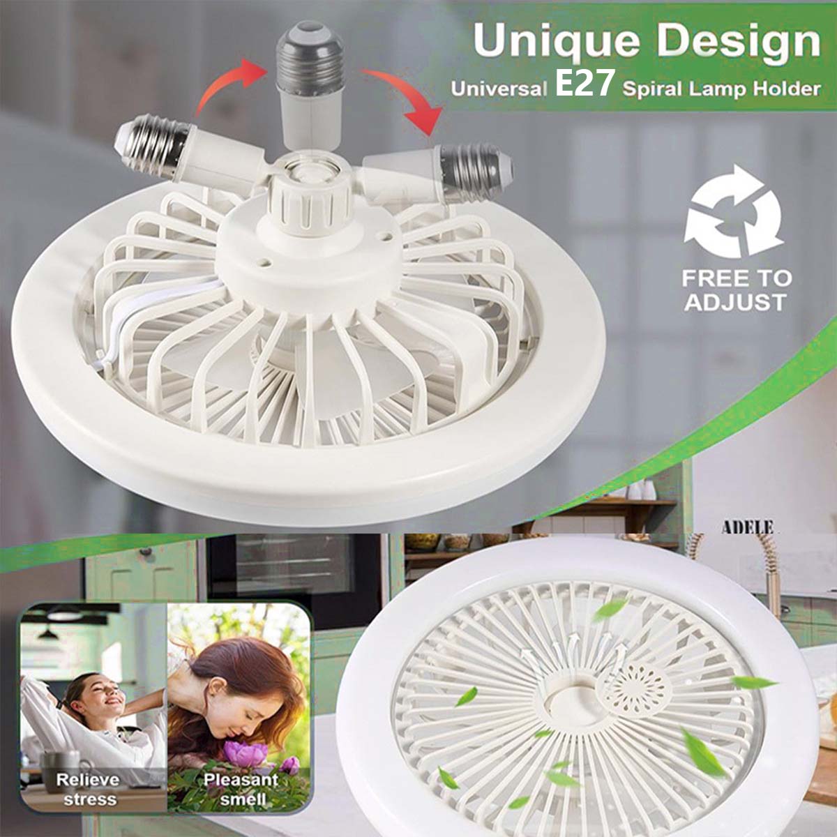50W LED Ceiling Fan With Light 3 In 1 Electric Rotating Fan Lamp Remote ...