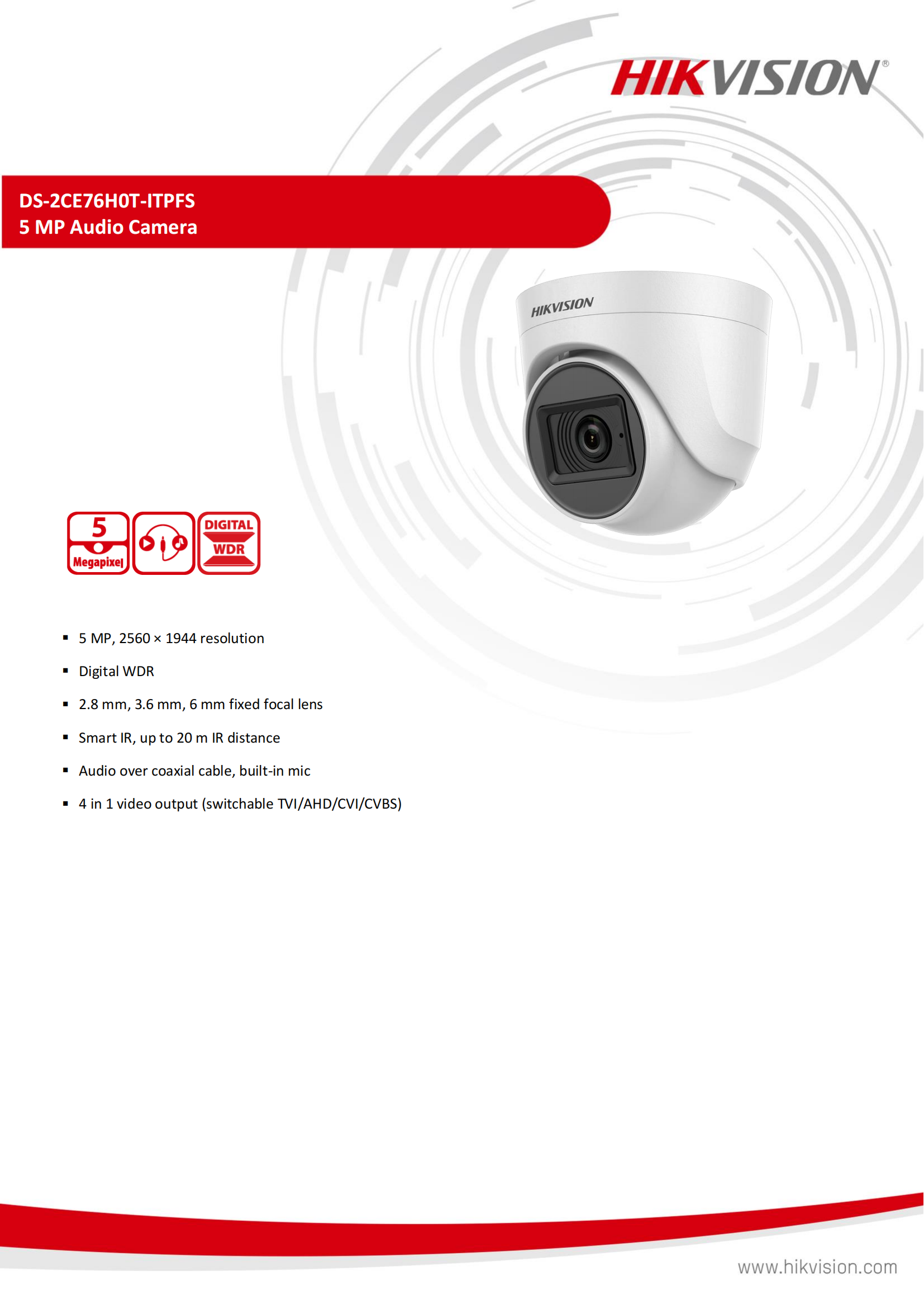 Hikvision 5MP CCTV camera KIT With Audio camear Package 4/8CH HDCVI ...