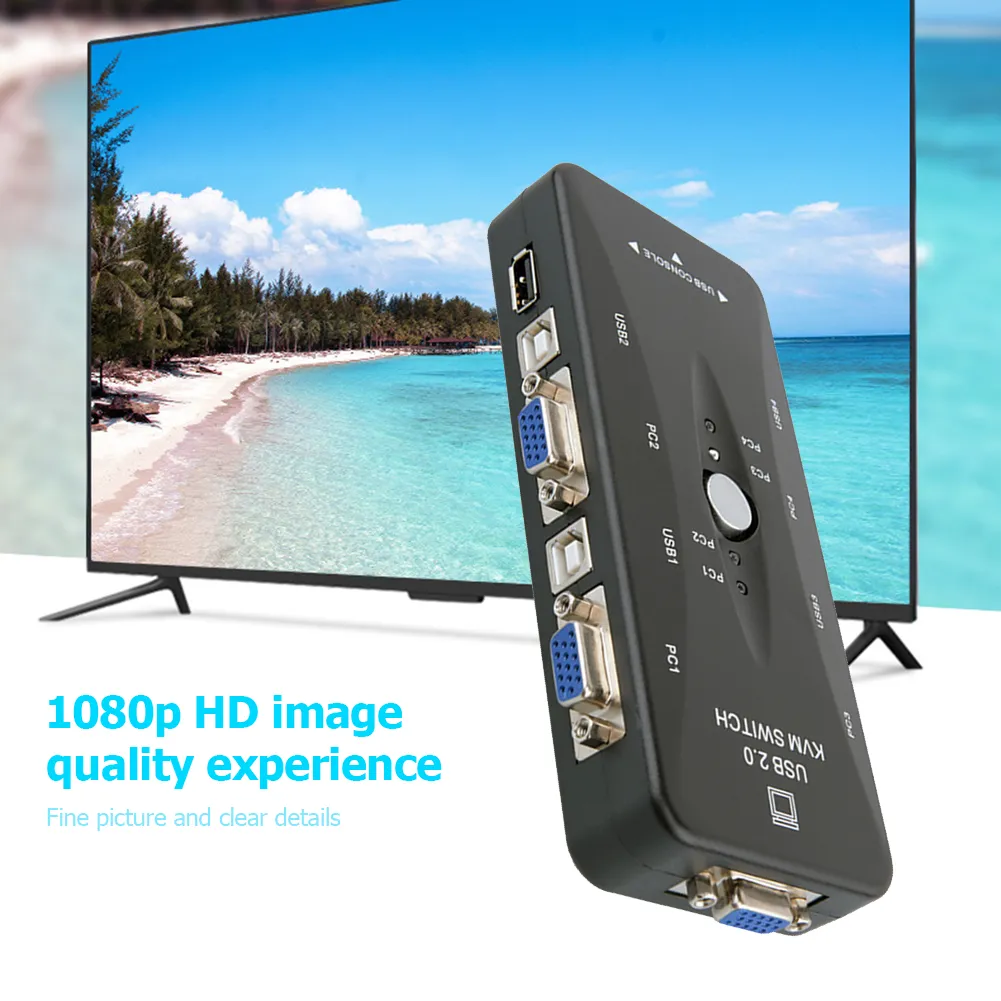 USB HDMI KVM Switcher 4 Ports in 1 Out 4K 1080P VGA Splitter Box for ...