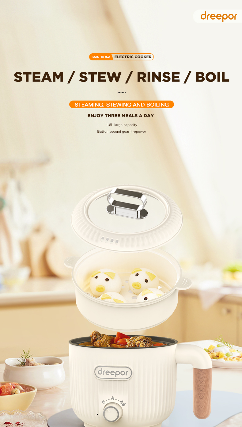 Dreepor Multifunctional Electric Cooker Rice Cooker Small Mini Rice Cooker Multi Cooker With ...