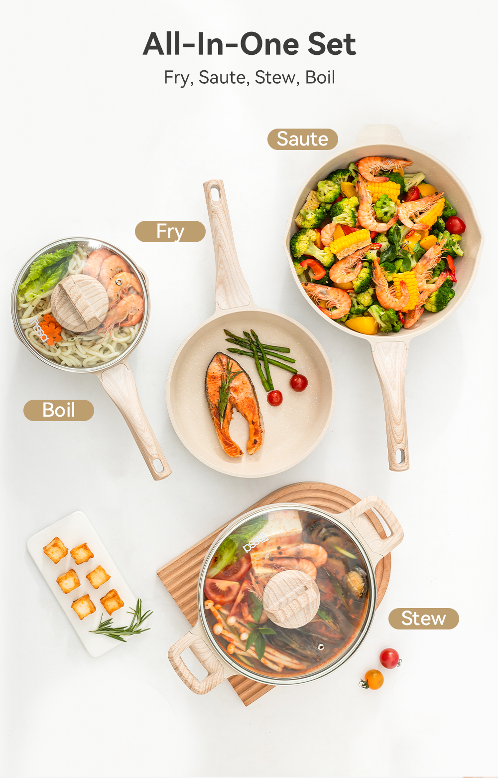 INSSA Non Stick Frying Pan Cookware Kitchenware Set Suitable For All ...