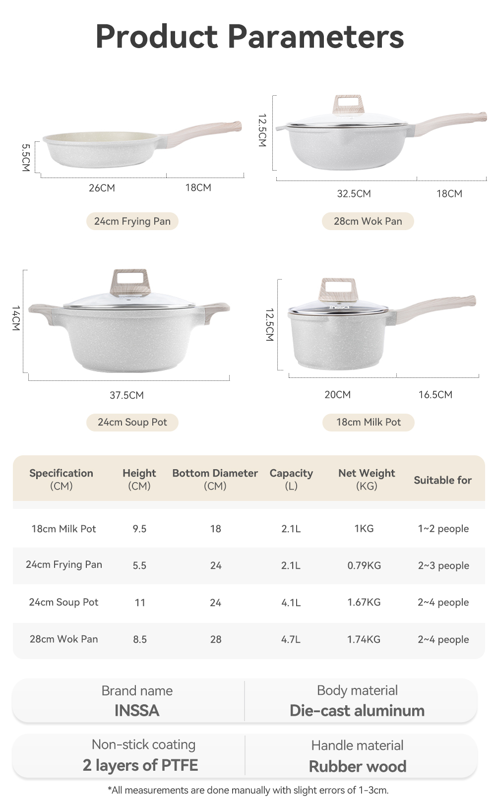 INSSA Non Stick Frying Pan Cookware Kitchenware Set Suitable For All ...