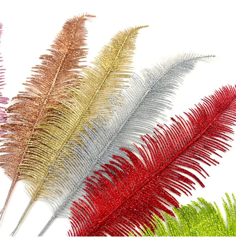 12pcs Christmas Tree Leaves Artificial Flower PACO Gold leaf Christmas ...