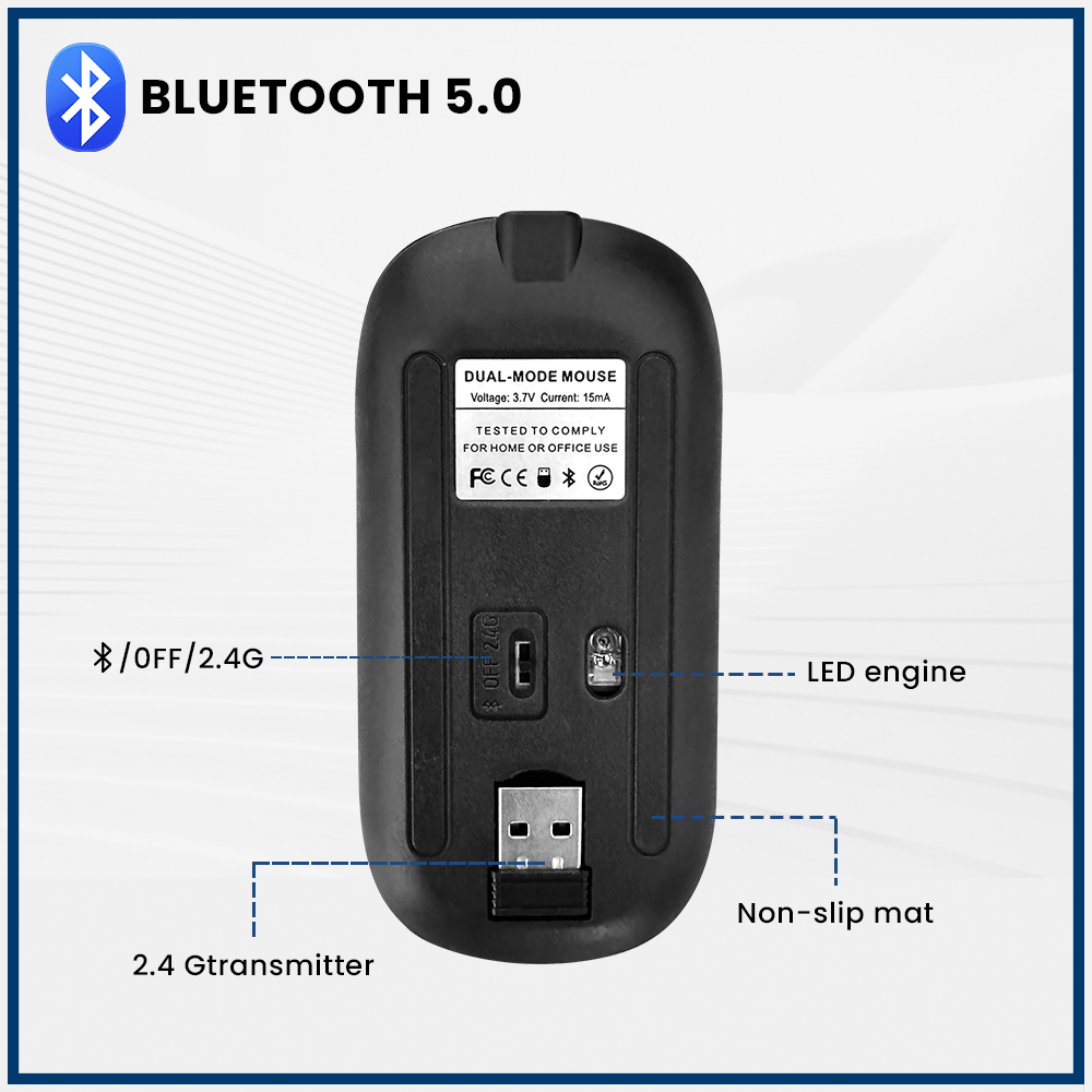 KACOOL LITE X1 RGB Dual Connection Rechargeable Wireless Mouse for ...