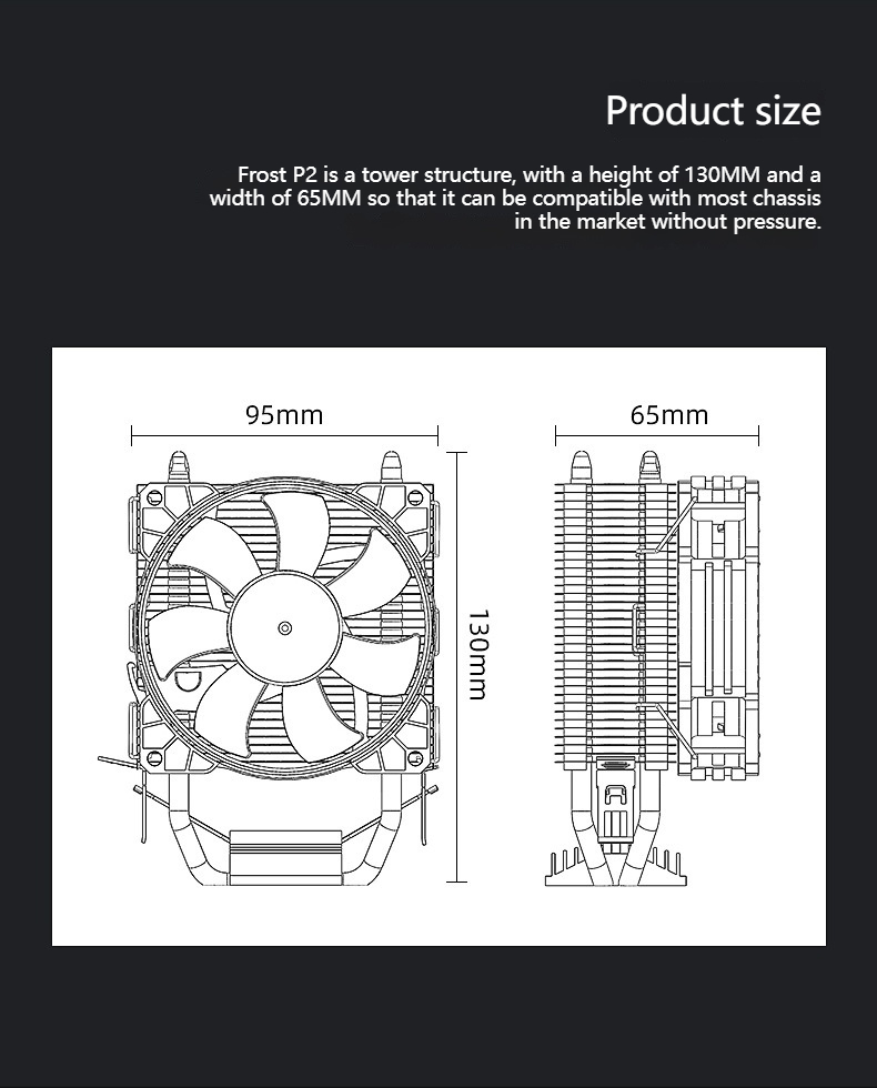 Double Copper Tube CPU Fan Desktop Computer Luminous Mute AMD Air ...