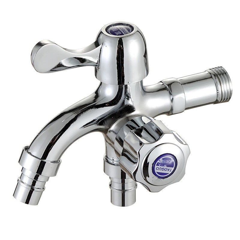 Stainless steel 1 in 2 out dual way copper valve faucet, bathroom ...