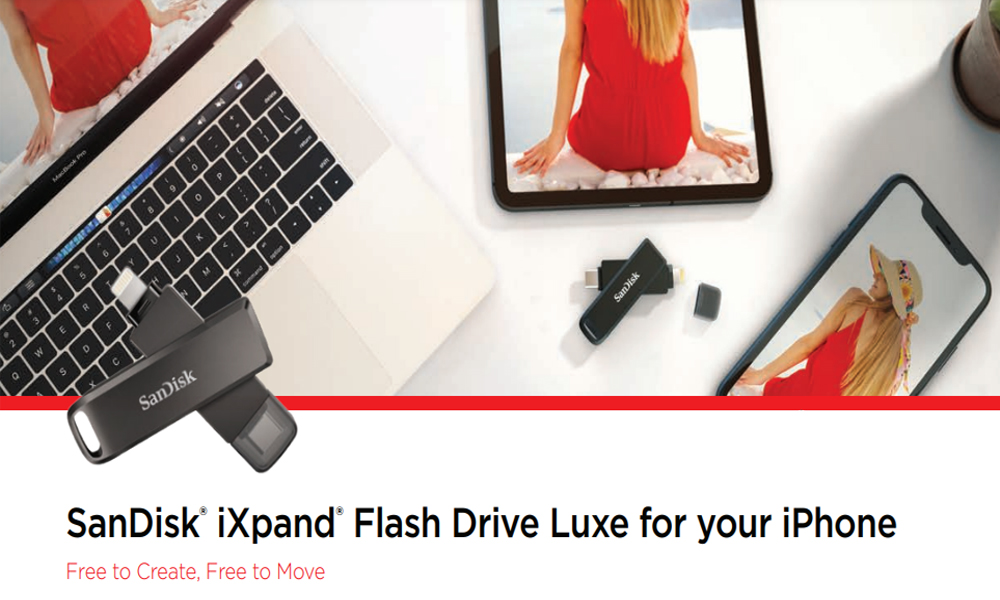 SanDisk iXpand Luxe 64GB 128GB 256GB USB 3.2 Gen 1 Type-C and Lightning ...