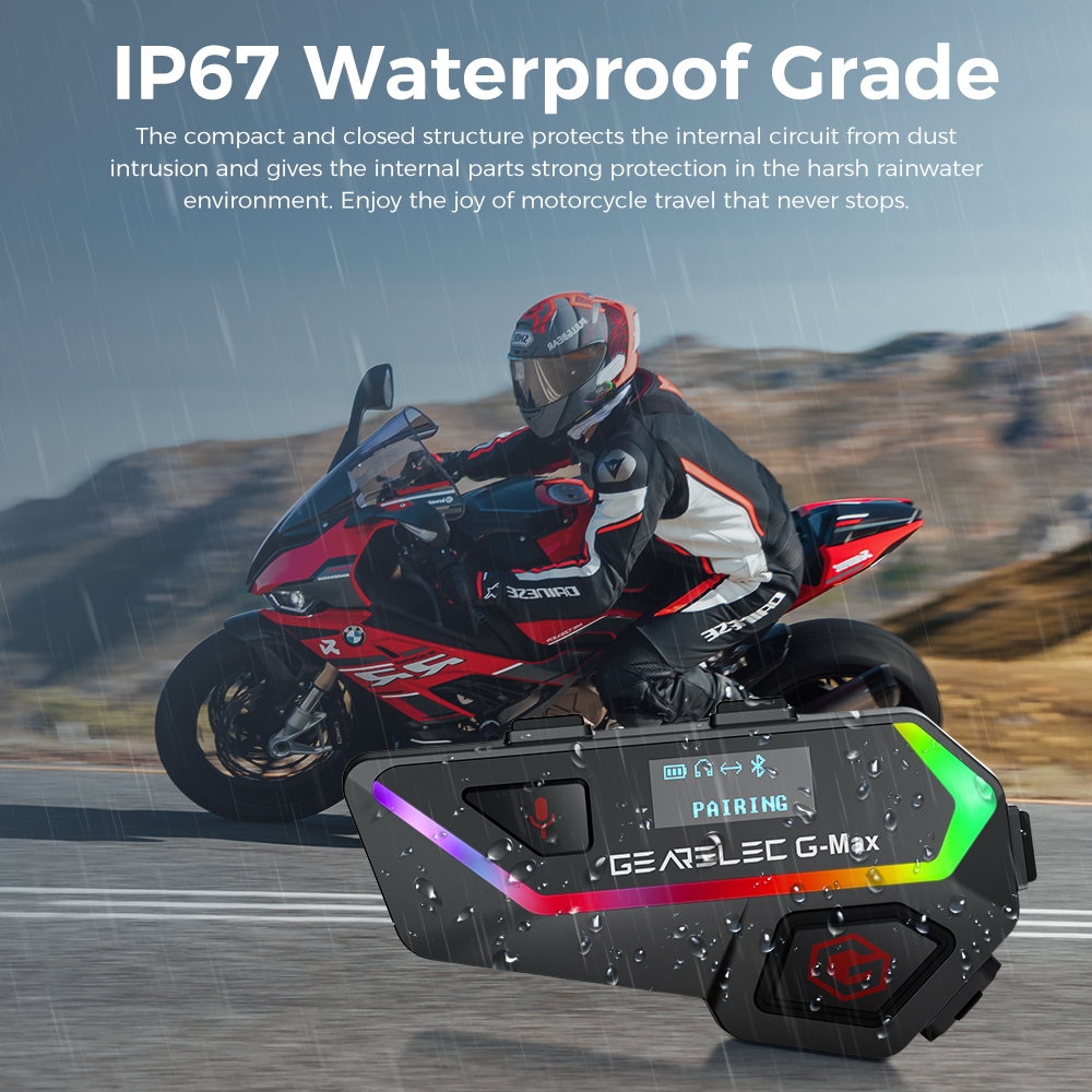 GEARELEC G-Max Group Of 6 Wireless Intercom Bluetooth Helmet Motorcycle ...