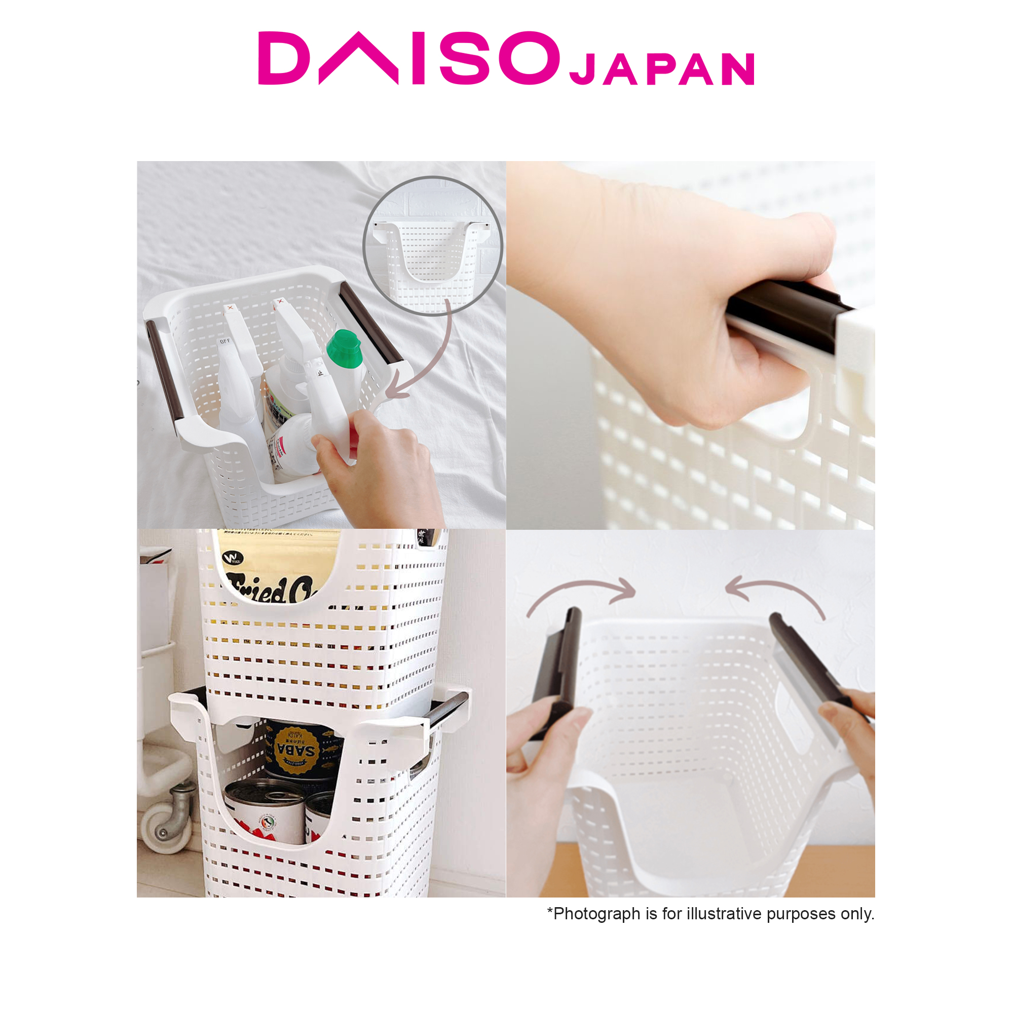 Daiso Stackable Storage Basket Organizer with Wheels | Shopee Philippines