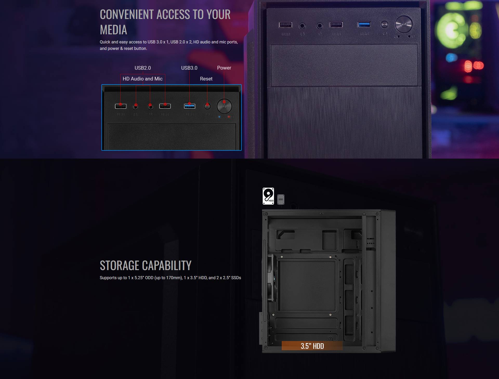 AeroCool CS-104 Micro ATX Mini Tower Chassis Desktop PC Case with Power ...