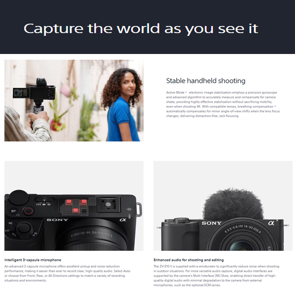 Sony ZV-E10 II Body with 16–50mm Lens E-mount Vlogging Mirrorless ...
