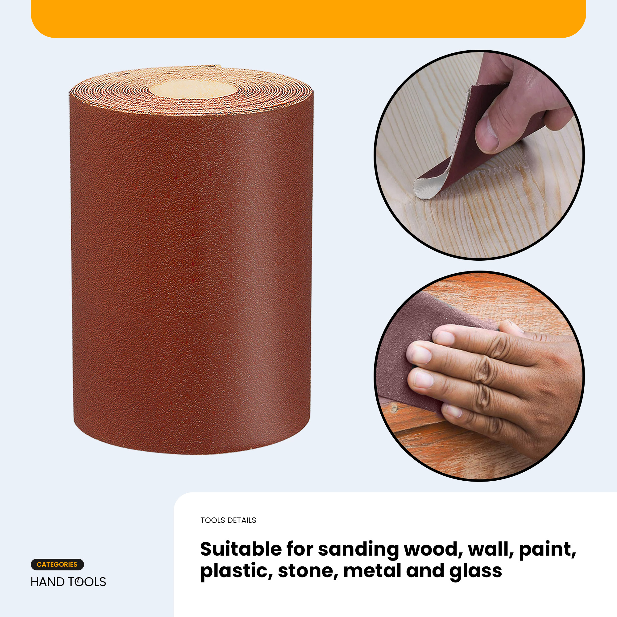 Ingco 11.5x500cm Aluminum Oxide Sandpaper Roll P40-P240 Abrasive ...