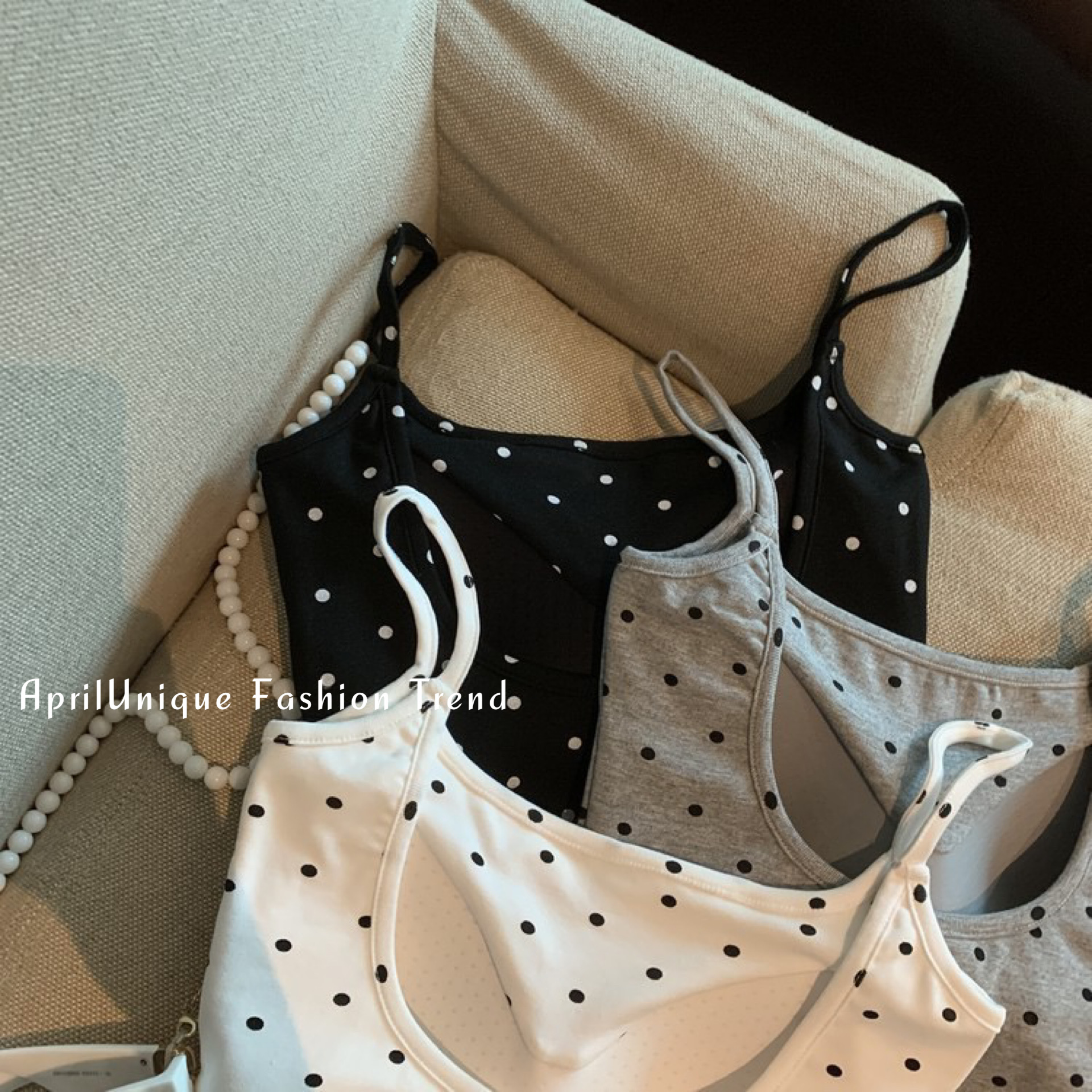 Ladies Cotton Polka Dots With Padded Sando Bra Sexy Backless Sling Back ...