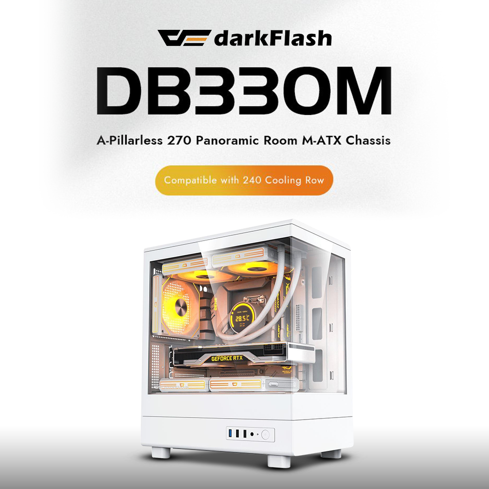 EasyPC | DarkfFlash DB330M Micro ATX Tempred Glass Side/Front Panel Gaming PC Case Black and ...