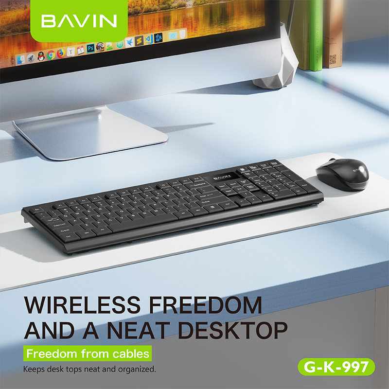 BAVIN K997 2.4G Wireless Keyboard & Mouse for Computer Laptop Keyboard ...