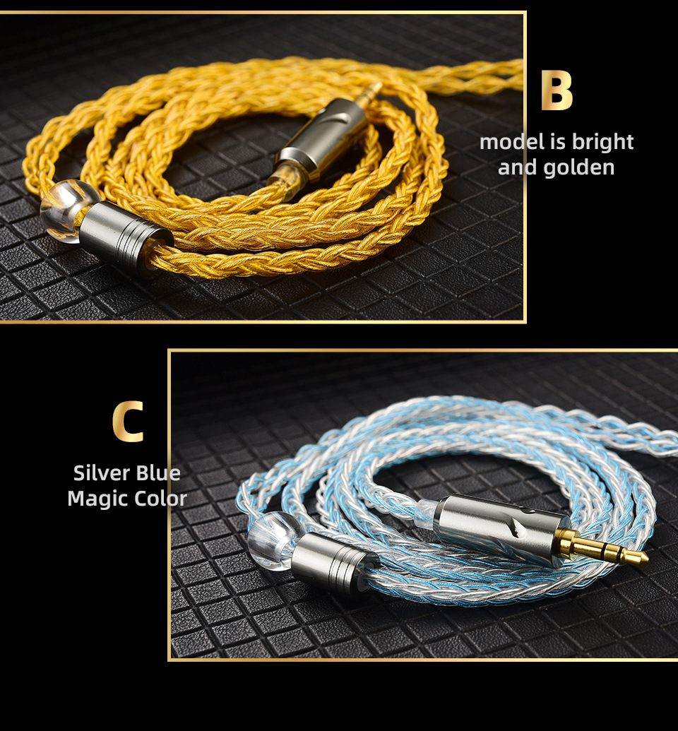 QKZ T1 Earphone Upgrade Cable Silver Plated 4 core Upgrade Cable QDC 2PIN 3.5MM Plug Earphone ...