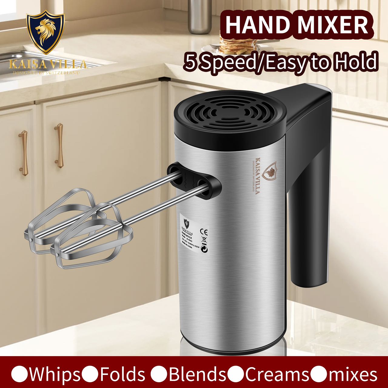 KAISAVILLA Hand Mixer for Baking Electric Stand Whisk Electric 7 Speeds ...