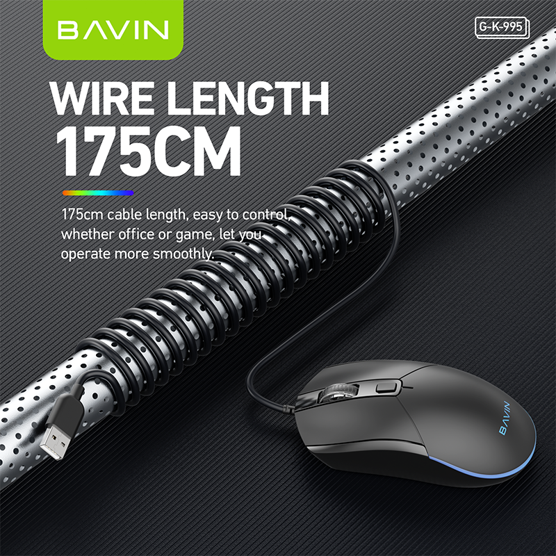 BAVIN K995 Ergonomic Wired Gaming Mouse w/ RGB Multifunction Keys ...