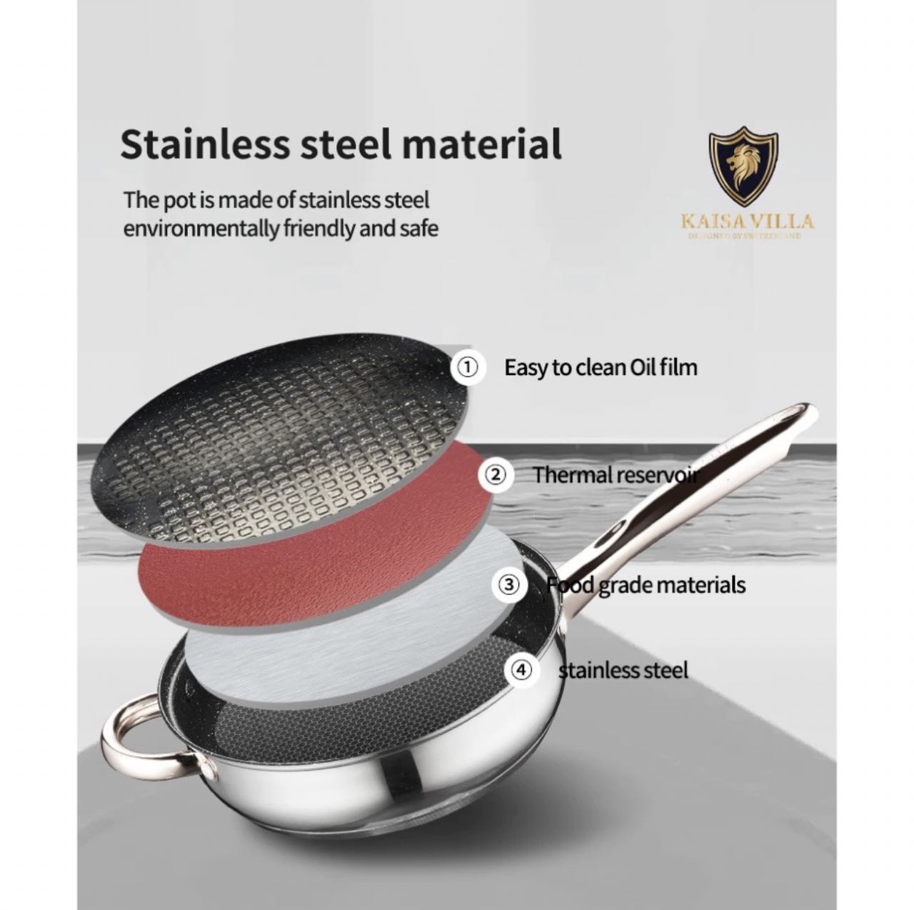 KAISA VILLA Non Stick Frying Pan kitchen cookware set 4 pcs Kawali wok ...