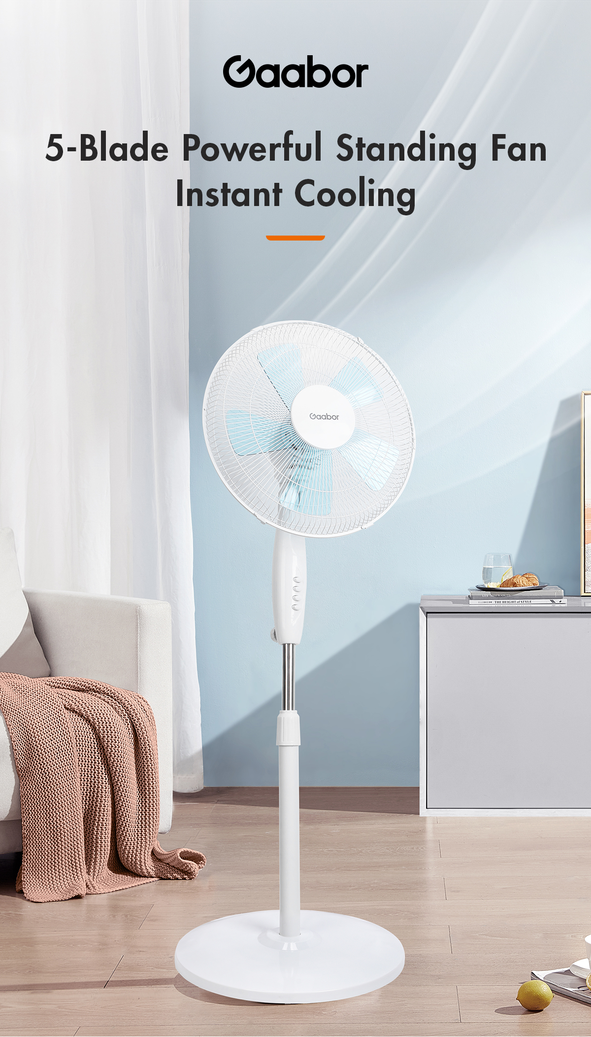 Gaabor Stand Fan Noise Reduction 3 Wind Level Floor-Standing And Table ...