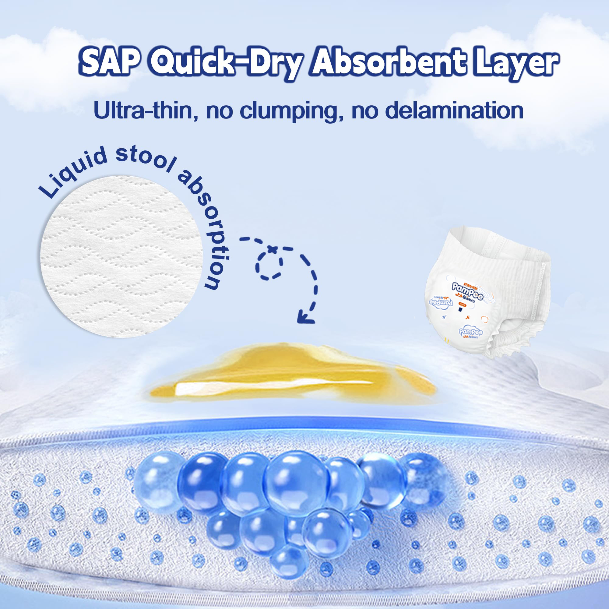 PAMPEE 50PCS Baby Diapers pants/taped diapers Pull-up Baby Pants Ultra ...