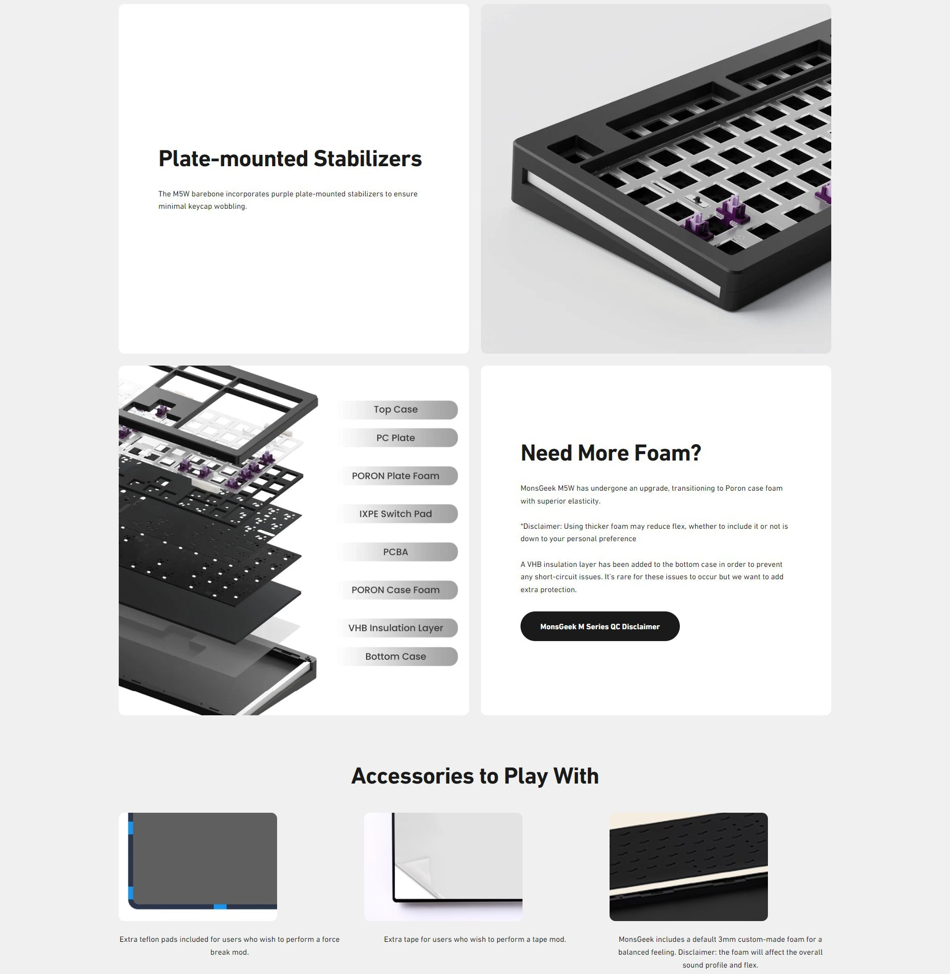 MonsGeek M5W Barebone DIY Kit Aluminum Case Multi-Mode RGB Hot ...