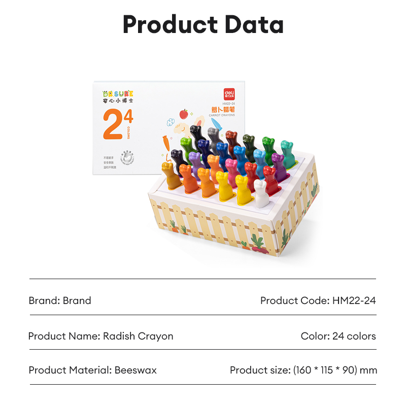 Deli 12/24/36 Color Non-Toxic Generic Crayons Triangle Radish Crayon ...