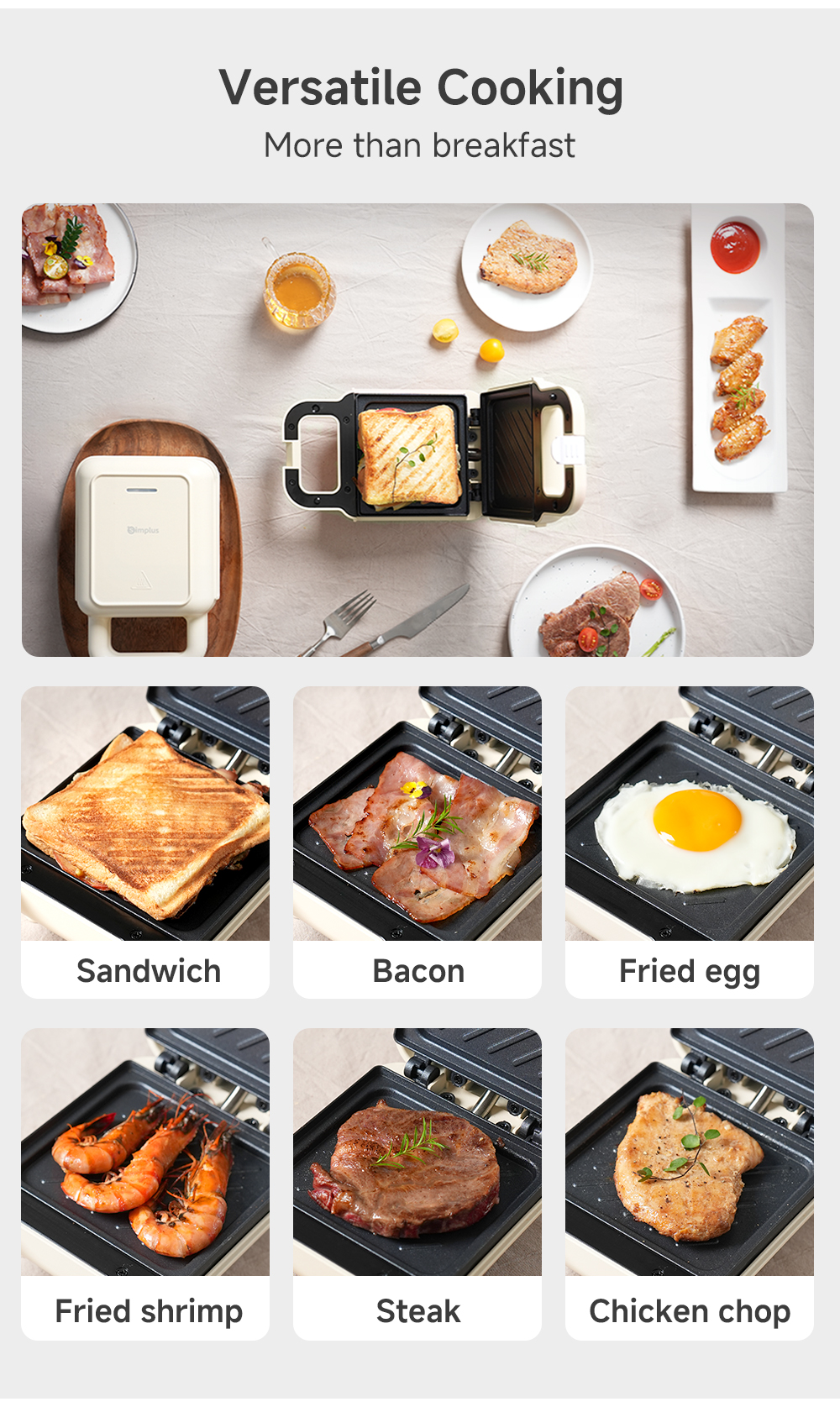 INSSA x Simplus Sandwich Maker Toaster Breakfast Maker MultiFunctional ...