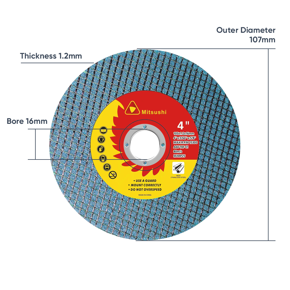 Mitsushi 4 Inches Steel Cutting Disc 10/25 Pcs For Angle Grinder (105mm ...