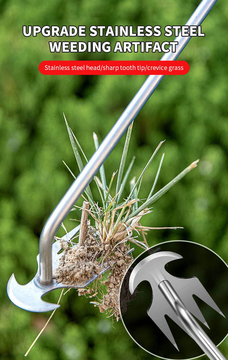 AIODIY Gardening Tools Weeding Uprooting Tool 4 Teeth Dual Purpose ...
