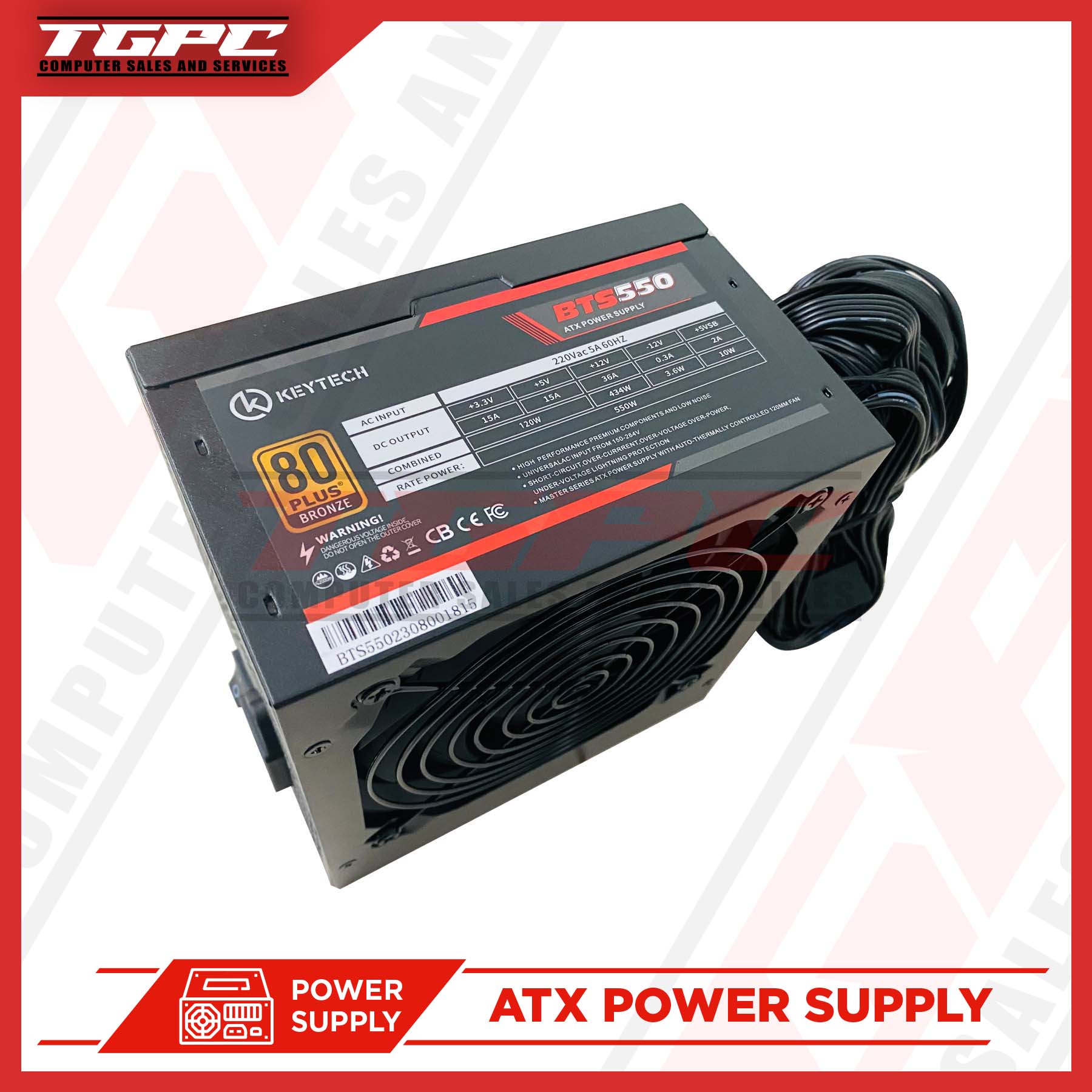 Keytech BTS 550 650 750 Watts ATX Power Supply True Rated 80+ Bronze PSU | Shopee Philippines