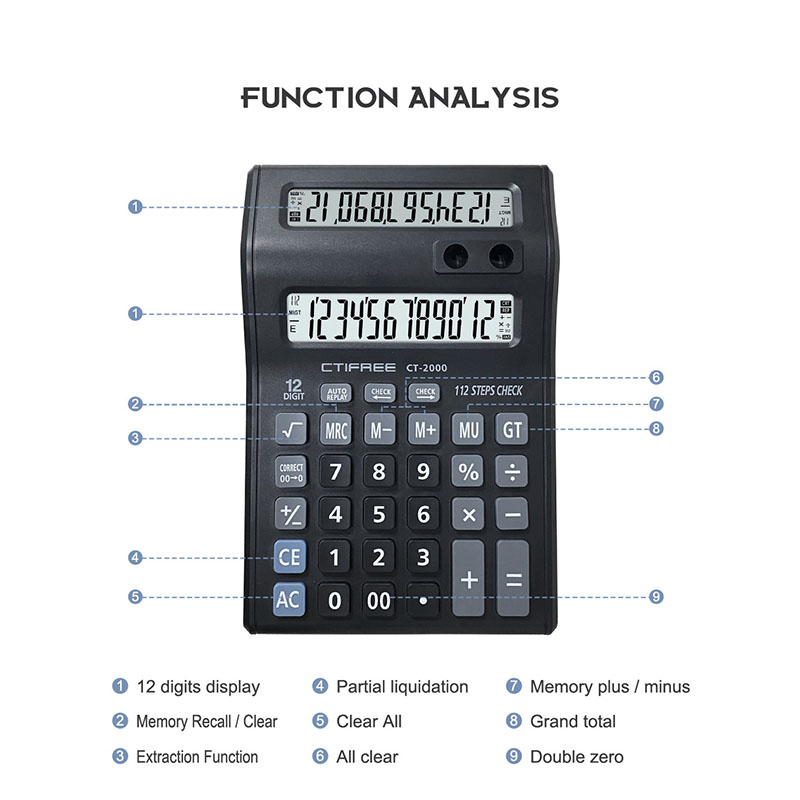 NEW KK-8585 Dual-Screen Calculator 12digit Large-Screen Display ...