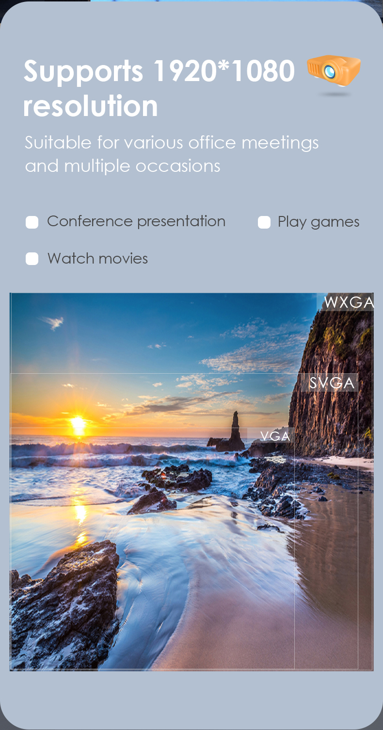 Aoka By Deli Projector Portable Projector 1080P Hdmi USB For Computer ...