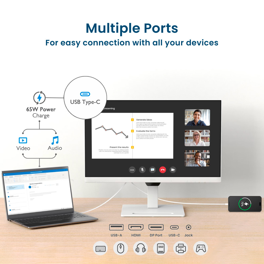 BenQ GW2790QT 27" 2K 2560x1440 IPS USB-C HDMI USB Built-In Mic Speakers ...