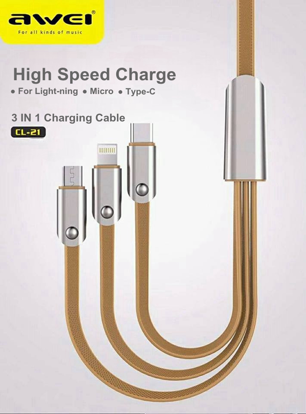 Awei CL-21 3In1 Multi Charging Cable 150Cm | Shopee Philippines
