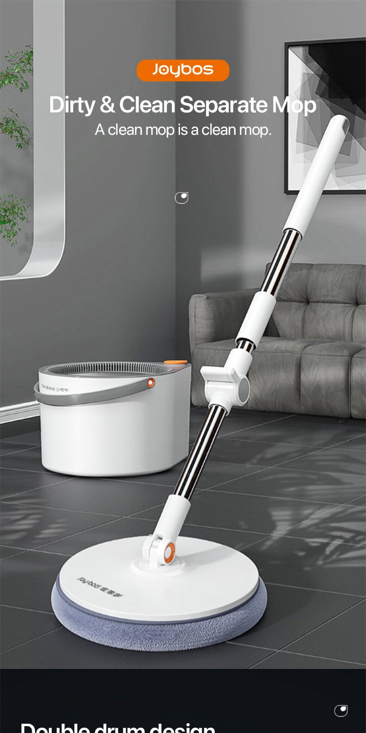 Joybos Self Wash Spin Mop M16 White Spinner Flat 360 Rotating Cleaner With Turbo Flushing Bucket ...