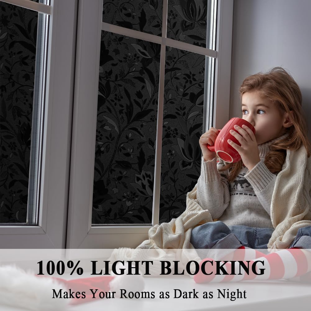 (45cm*200cm) Window Privacy Film Blackout Window Film,100% Light ...