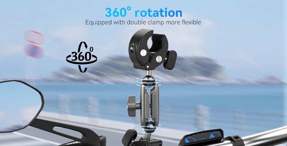 TELESIN Double-Headed Crab Claw Clamp Pipe Mount for Action Cameras ...